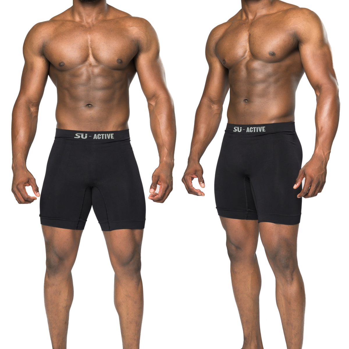 2 Pack - SU-Active Longer Trunks Seamless Boxers for Men - Black ...